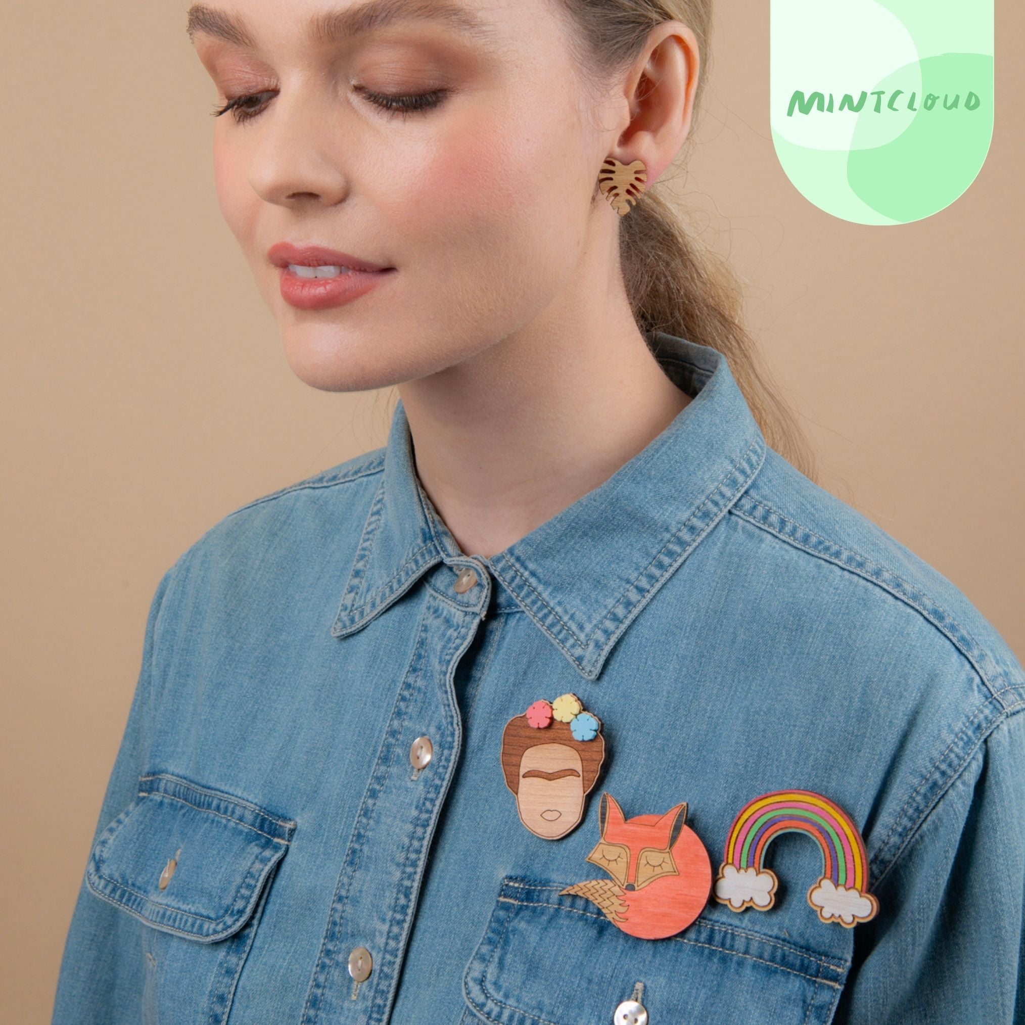 Rainbow - Bamboo Brooch – Mintcloud Studio